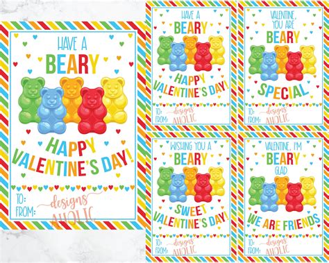 Gummy Bear Valentine Cards Gummy Bear Valentines Gummy Etsy