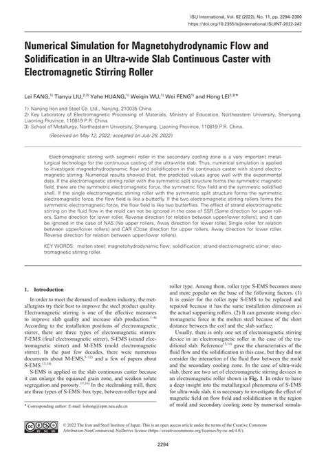 Pdf Numerical Simulation For Magnetohydrodynamic Flow And