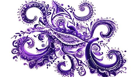 Purple Paisley On Crisp White Premium Ai Generated Image