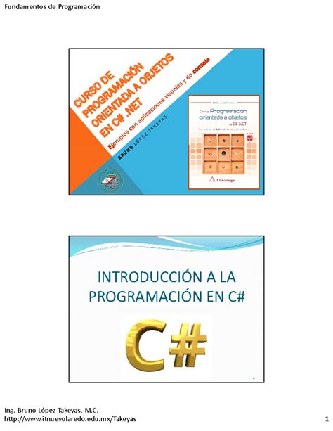 Algortimos En C Ing Bruno López Takeyas M IntroducciÓn A La ProgramaciÓn En C 2 Ing