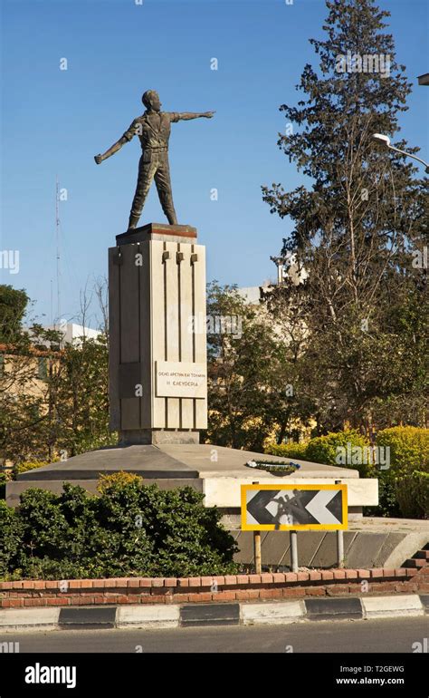 Markos Drakos Statue At Markos Drakos Square In Nicosia Cyprus Stock