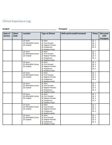 10 Clinical Experience Log Templates In Pdf Doc
