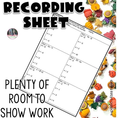 Linear Functions Evaluating And Solving Worksheet And Activity Thanksgiving Fall