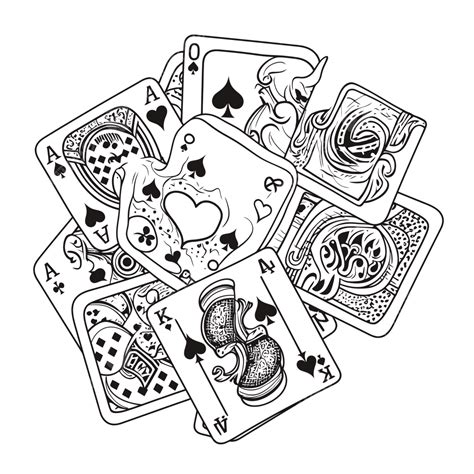 Free Vector Playing Cards Coloring Page Outline Sketch Drawing Car Drawing Wing Drawing Ring