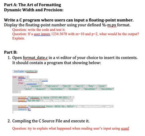 Solved Part A The Art Of Formatting Dynamic Width And