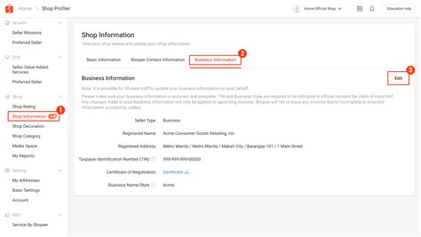 How To Update Business Information For Tax Invoices Shopee Ph Seller