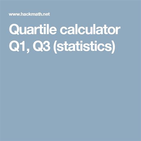 Quartiles Formula Statistics