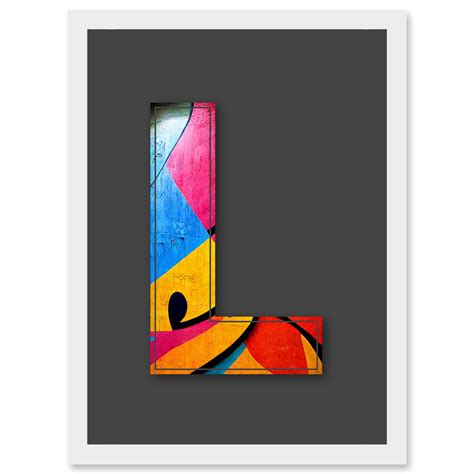 Letter L Abstract Blue Pink Yellow Decorative Graffiti Mural Alphabet Initial Stencil Artwork