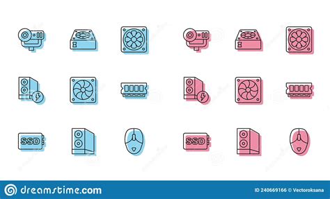 Set Line Ssd Card Case Of Computer Web Camera Computer Mouse Cooler Ram Random Access