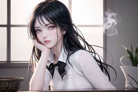 二次元美女毛衣唯美好看的电脑桌面壁纸 4608 3072 4k动漫高清壁纸 壁纸之家