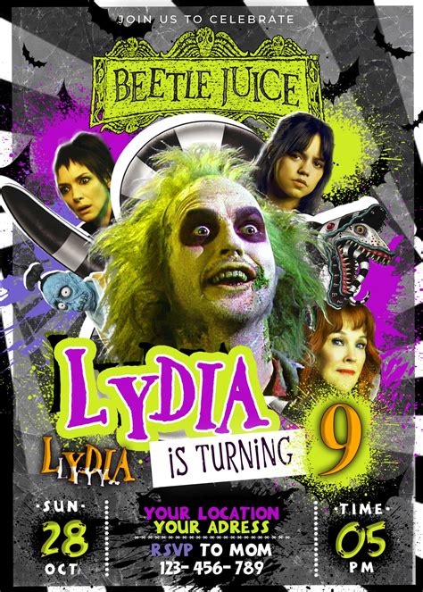 Beetlejuice Halloween Birthday Invitation Amazing Invite