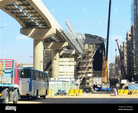 Cairo Egypt April 21 2024 A Monorail Station Site That Is Under