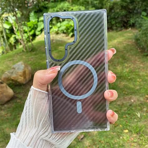 Magnetic Carbon Fibre Texture For Magsafe Phone Case For Samsung Galaxy