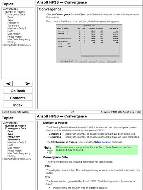 hfss convergence pdf matrix mathematics electrical engineering