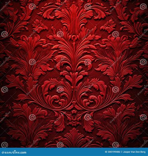 Elegant Red Victorian Wallpaper Design Ai Generated Stock Illustration