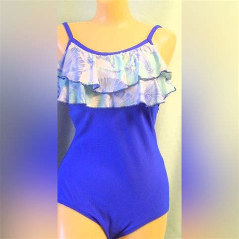Ceeb Swim Nwt Mastectomy Ruffle Swimsuit 5755538 Royal Blue Light