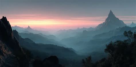 Şafakta Sisli Orman Vadisi Manzarasıyla Muhteşem Dağ Manzarası Premium 2k Duvar Kağıdı Indir