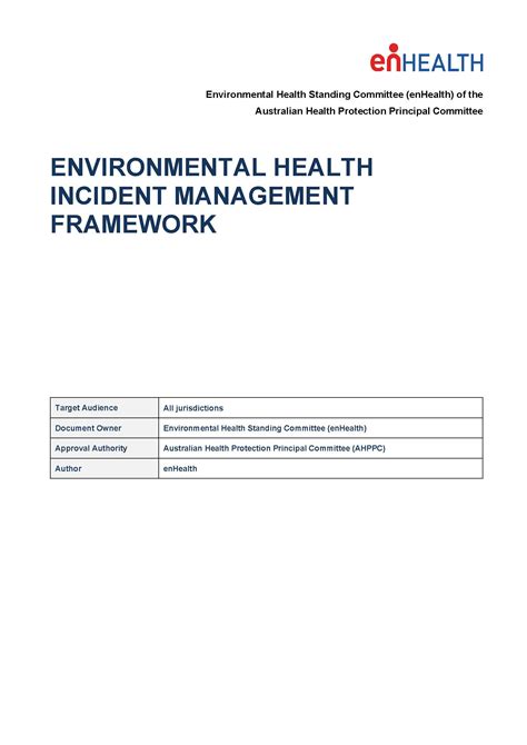 Enhealth Guidance Environmental Health Incident Management Framework