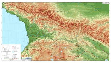 Geographic Physical Map Of Georgia 1 500 000 0 70x1 20 Cm
