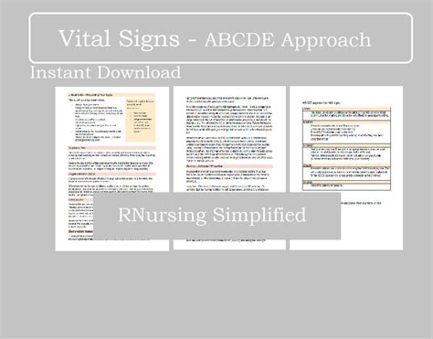 Vital Signs Abcde Approach Nursing Notes Etsy