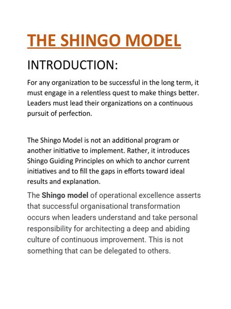 Shingo Model For Leaders Pdf Career And Growth