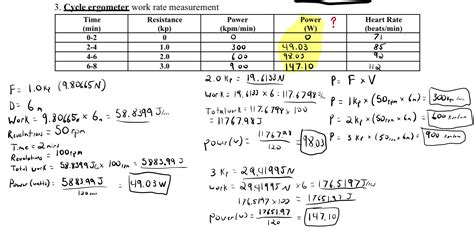 Solved Cycle Ergometer Work Rate Measurement Did I
