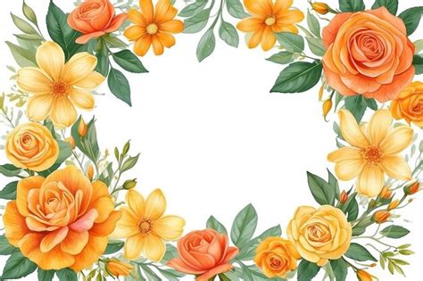 Talitha Rose Yellow Orange Flower Frame Background With White Space Premium Ai Generated Image