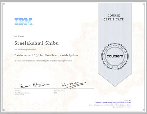 Sreelakshmi Shibu On Linkedin Python Sql Datascience Courseracertified