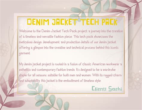 Denim Jacket Tech Pack And Flat Sketch For Fashion Design On Behance