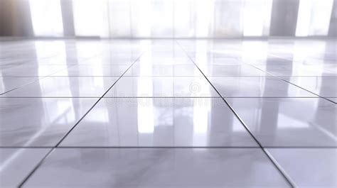 Shiny Tile Floor Reflects Bright Windows Indoors Flooring Material