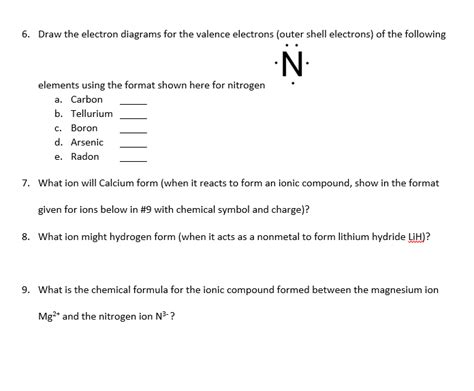 Solved 6 Draw The Electron Diagrams For The Valence Chegg Com