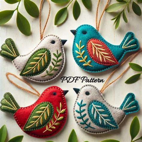 Wool Birds Ornaments Etsy Uk