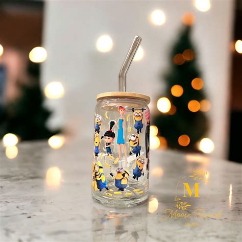 Minions Glass Cup Minions Cup Despicable Me Tumbler Iced Coffee Cup