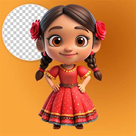 Personaje De Dibujos Animados En 3d De Una Chica Española Archivo Psd