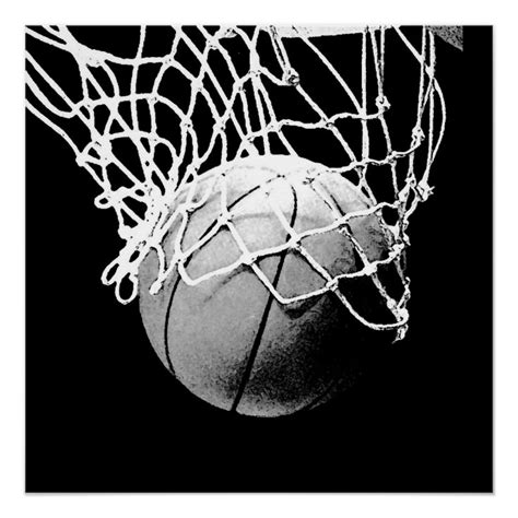 Black And White Basketball Perfect Art Poster Zazzle