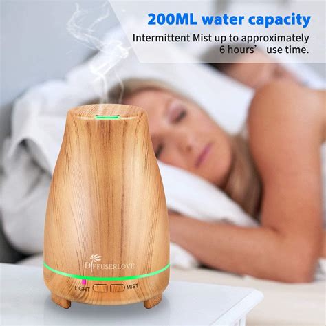 Diffuserlove 200ml Ultrasonic Wood Grain Essential Oil Diffuser With 7