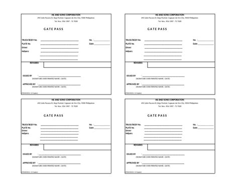 Gate Pass Form 2021v1 Pdf