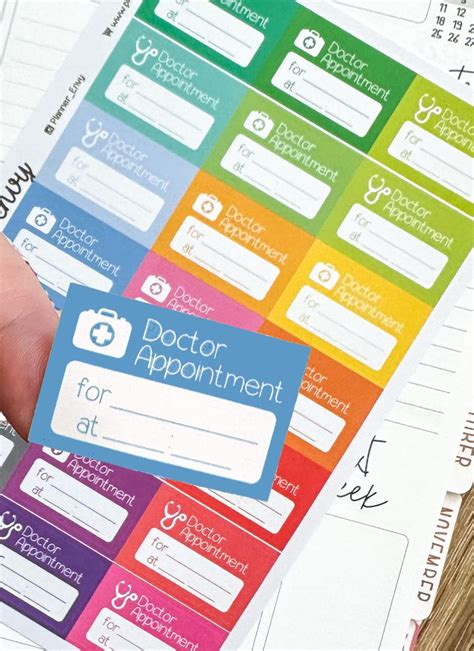 Doctors Appointment Planner Stickers 15 X 1 Inch Dr Appt Health