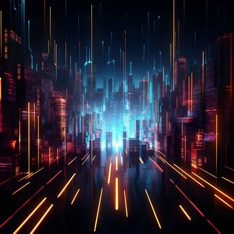 Abstract Digital Technology On Dark Background Generative Ai Stock Illustration Illustration