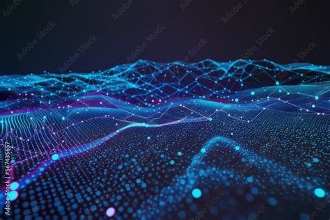 Vector Abstract 3d Big Data Visualisation Blockchain Data Fields Cyber Big Data Flow