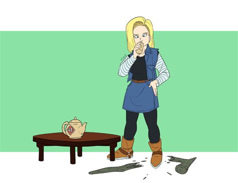 Rule 34 1girls Android 18 Black Leggings Blonde Hair Blue Eyes Blue