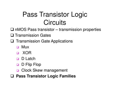 Ppt Pass Transistor Logic Powerpoint Presentation Free Download Id335579