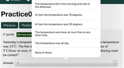 Solved Yesterdays Temperature At T Hours Past Midnight