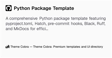 Python Package Template Streamline Python Package Development With A
