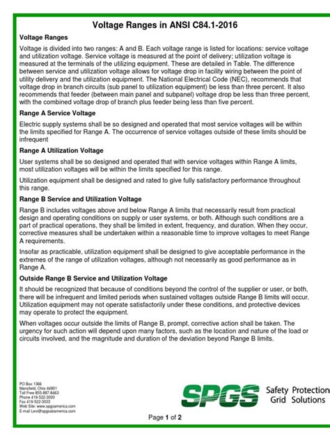 Ansi C84 1 2016 Voltage Ranges Green Bar1 Pdf Mains Electricity Voltage