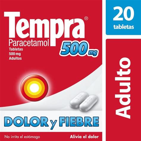Tempra Analgesico Adulto 500 Mg Con 20 Pz H E B México