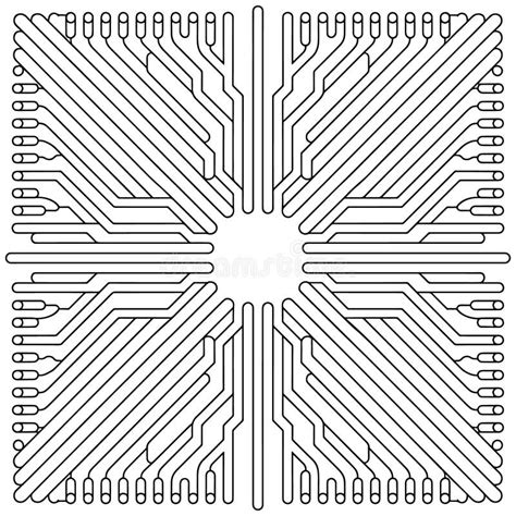 Futuristic Symmetrical Circuit Board Vector Stock Illustrations 202