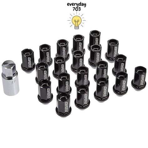 Rays Duralumin Lock And Nut Set L42 Straight Type M12×15 Black Anodized 74020001001bk Shopee