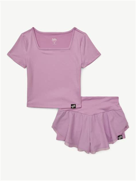 Justice Girls Mesh Hem Tulip Short Set Sizes Xs Xlp