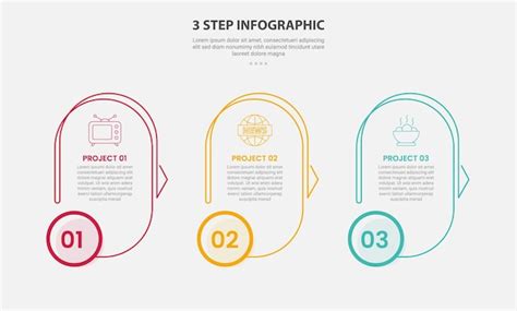 3 Points Template Infographic Outline Style With 3 Point Step Template